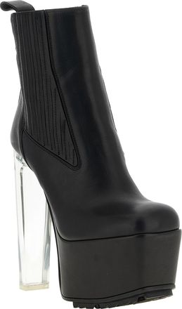 Rick Owens Transparent Block Heel Ankle Boot - Black