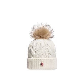 Moncler Moncler Wool & Cashmere Beanie With Pom Pom, Women, White, Size: One Size