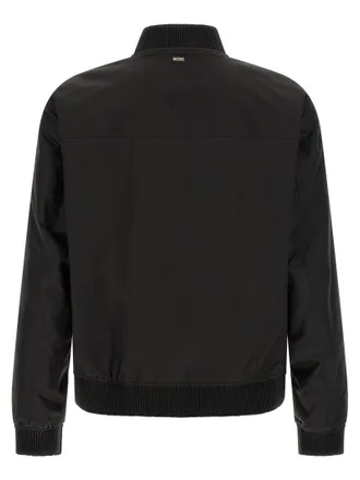 HUGO BOSS Water-Repellent Monogram-Embroidered Jacket - Black
