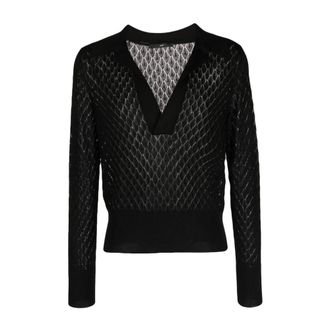 SAPIO Sapio, Femme, Pulls, Noir, Taille: 34 FR Pull en Tricot Noir Col en V