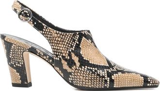 Aeyde Maude Snake Print Calf Leather Hazelnut