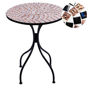 Beliani Beliani - Table de Bistrot avec Plateau en Mosa&iuml;que de Style Vintage 60 cm en M&eacute;tal Noir Caprino