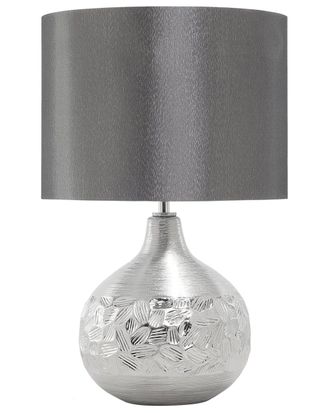 Beliani Tischlampe im orientalischen Stil Kunstseide/Metall grau/silber Yakima