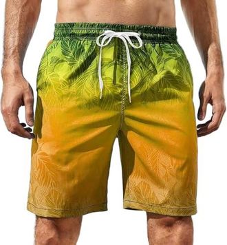 Generic HUIWDP Maillot de bain pour homme avec doublure en maille et poches lat&eacute;rales - S&eacute;chage rapide - L&eacute;ger - Cordon de serrage, jaune, 5XL