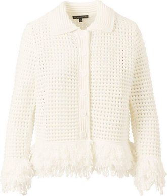 Adrianna Papell Strickjacke 3/4 Sleeve Fringe Cardigan Luftige Strickjacke aus offenem Strick