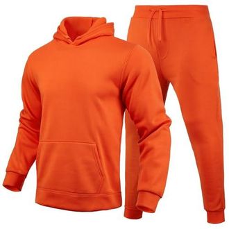 Generic Ensemble de surv&ecirc;tement 2 pi&egrave;ces pour homme avec capuche dautomne uni et ample - Ensemble de surv&ecirc;tement confortable deux pi&egrave;ces - Ensemble de jogging