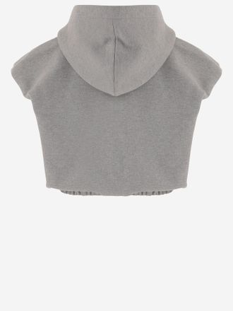 Fendi Womens Cotton Hooded Sweatshirt Grey Top