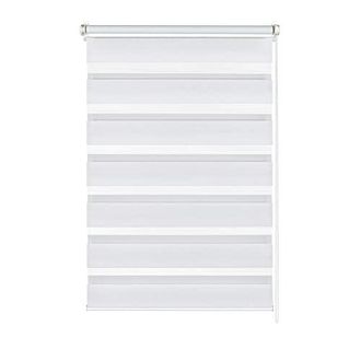 Gardinia Doppelrollo zum Klemmen oder Kleben, Duo-Rollo ohne Bohren, Seitenzugrollo, Transparente und blickdichte Streifen, Wei&szlig;, 90 x 150 cm