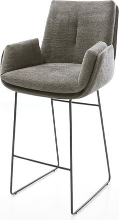 DELIFE Barstuhl Clea-Flex Boucl&eacute; Soft Schlamm Kufengestell Metall Schwarz, Barst&uuml;hle