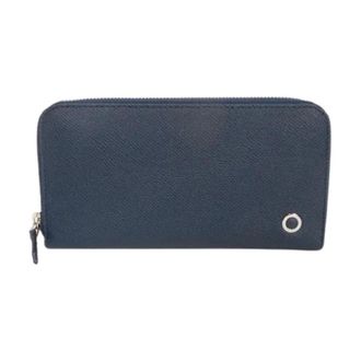 Bulgari Pre-owned BB Man Grained Calf Leather Long Zip Wallet - Femme - Pre-owned - Bleu - Taille: ONE Size