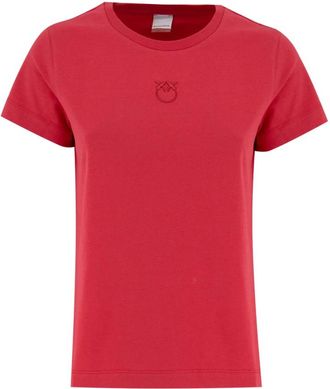 Pinko T-Shirt aus Baumwolljersey mit Love Birds Stickerei - - Tops - Damen - Rot - XS