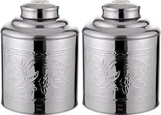 BESTONZON 2pi&egrave;ces Bo&icirc;te &agrave; Th&eacute; Acier Inoxydable Herm&eacute;tique Conteneur De Stockage Pratique pour Tisanes Et Infusions &Eacute;l&eacute;ments D&eacute;coratifs Style Chinois Capacit&eacute; De