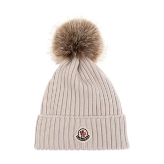 Moncler Femme, Accessoires, Rose, Taille: M Ribbed Ultra-Fine Wool Beanie