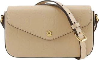 Gucci Pre-owned Sac bandouli&egrave;re GG Super Mini en cuir Shima - Femme - Pre-owned - Beige - Taille: ONE Size