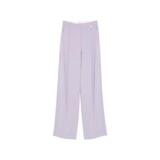 Elisabetta Franchi Femme, Pantalons, Violet, Taille: 42 FR Pantalon en cr&ecirc;pe l&eacute;ger avec breloque logo