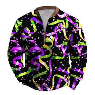 Generic Costume de carnaval pour homme - Sweat-shirt sans capuche avec fermeture &eacute;clair 1/4 - T-shirt &agrave; manches longues confortable et d&eacute;contract&eacute; - Imprim&eacute; m