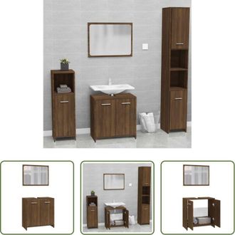 vidaXL Badm&ouml;bel Braun - Badm&ouml;bel-Set Braun Eichen-Optik Holzwerkstoff