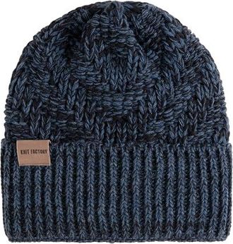 Knit Factory Bonnet Sally - Bonnet Femme et Homme - Beanie Hiver - Bonnet Chaud - Bonnet tricot&eacute; - Grosses Mailles - Jeans/Navy - One Size - 30% Laine, 70% Acryliq
