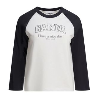 Ganni Femme, Tops, Blanc, Taille: 40 FR Baseball T-shirt