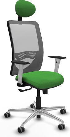 Piqueras y Crespo B&uuml;rostuhl, Gr&uuml;n Zulema mit wei&szlig;en und schwarzen Armlehnen, h&ouml;henverstellbarer Lendenwirbelst&uuml;tze und festem Kopfteil, ausgestattet mit 3 Positionen, G