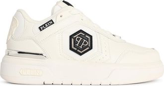 Philipp Plein Baskets en tissu m&eacute;lang&eacute; blanc Sk8 R