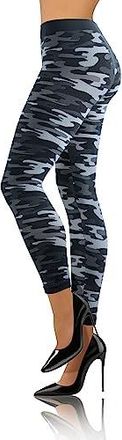 Sesto Senso Leggings Camouflage sans Couture Microfibre pour Femme Pantalon Fitness Long Pantalon Sport Yoga L/XL Graphite