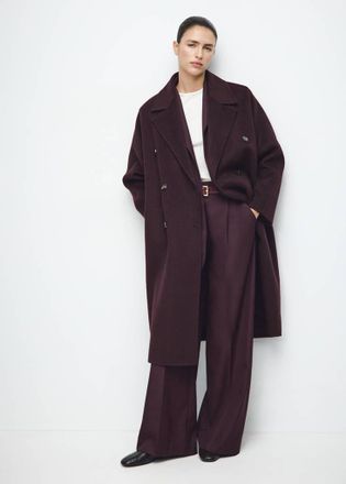 Mango Handmade Oversize-Wollmantel weinrot - Damen - S - MANGO