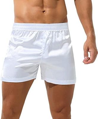 TiaoBug Homme Sexy Boxer Short Transparent Caleçon Taille Basse Slip Respirent Bikini sous-vêtements de Nuit Erotique Lingerie M-XL Blanc B M