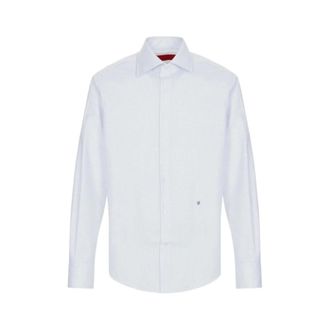 Carolina Herrera Chemise &agrave; carreaux en twill avec col italien - Homme - Chemises - Bleu - Taille: M