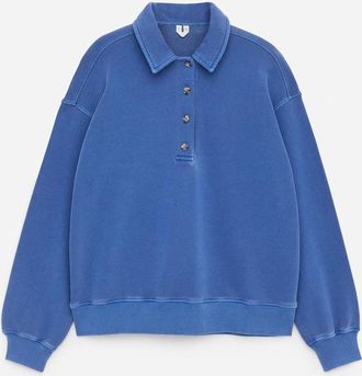 Arket Polohemd Aus French Terry -Blau