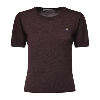 Vivienne Westwood Pullover aus Wolle mit Rundhalsausschnitt und kurzen &Auml;rmeln - - Tops - Damen - Braun - M