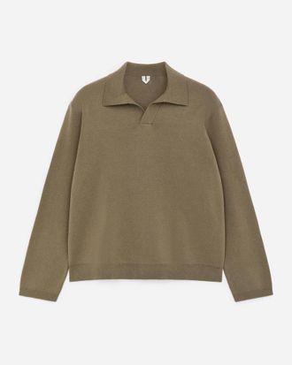 Arket Poloshirt Aus Baumwolle Und Seide -Gr&uuml;n