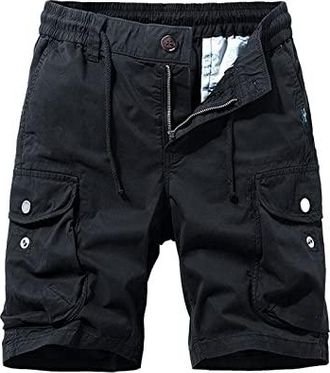 Generic Pantalon cargo pour homme - Taille normale - Poche ample - Polyvalent - En serg&eacute;, Noir, 52