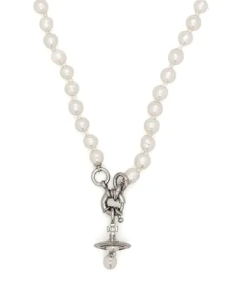 Vivienne Westwood collier de perle &agrave; d&eacute;tail Orb - Blanc