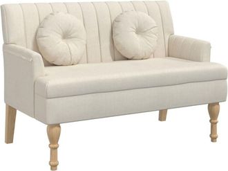 vidaXL Sitzbank mit Kissen 113x64,5x75,5 cm Leinen vidaXL