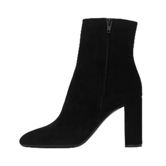 Generic Bottines à Talons Carrés en Daim pour Femmes, Bottines Courtes élégantes pour Lautomne et lhiver, Chaussures Confortables à Bout Rond et Talons Bloc p