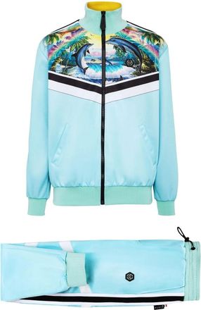 Philipp Plein Homme, Combinaisons et Ensembles, Bleu, Taille: XS Hawaii Printed Tracksuit