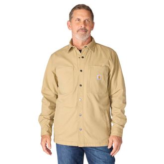 Carhartt Work in Progress Herren Rugged Flex Relaxed Fit Canvas Fleece Lined Snap-Front Shirt Jac, Dunkles Khaki, XX-Large