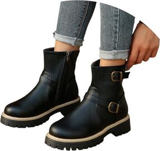 Generic Bottines d&eacute;contract&eacute;es femme mi-saison l&eacute;g&egrave;res avec semelle &eacute;paisse confortable et fermeture &eacute;clair lat&eacute;rale pratique pour un style quotidien tendance