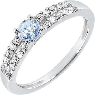 Edenly Verlobungsring Margot - 0.23 Karat Aquamarin und Diamanten - 18 Karat Weißgold