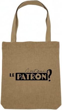 Fabulous Sac Shopping Tote Bag Aspect Lin - Cest qui le Patron? Expression Humour Homme - Sac de Courses Toile Epaisse 360g Beige Naturel Cabas Port&eacute; Epaule So