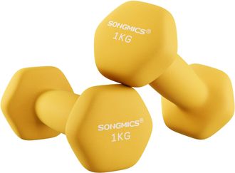 Songmics Hanteln 2er Set, Kurzhanteln, 2 x 1 kg, mit matter Beschichtung aus Neopren, rutschfest, Fitness, Gewichtheben f&uuml;r Zuhause, Fitnessstudio, gelb SYL62Y