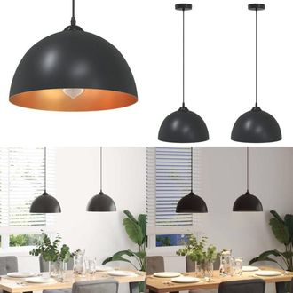 vidaXL Pendelleuchten 2 Stk. H&ouml;henverstellbar E27 Schwarz &Oslash;30cm Metall - Vidaxl