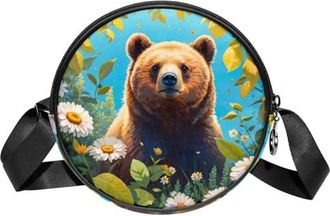 Generic Sac &agrave; bandouli&egrave;re rond pour femme, petit sac &agrave; bandouli&egrave;re avec fermeture &eacute;clair et bretelles r&eacute;glables style d&eacute;contract&eacute; pour femmes et filles