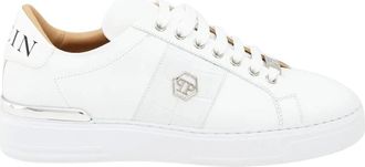Philipp Plein Femme, Chaussures, Blanc, Taille: 42 EU Mix Leather Lo-Top Baskets Hexagon