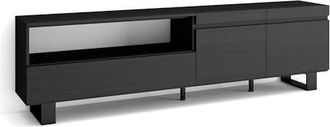 Skraut Home | TV-Schrank, Lowboard | f&uuml;r Wohnzimmer und Esszimmer | 200x57x35cm | F&uuml;r TV-Ger&auml;te bis zu 80 | Industriedesign | Moderner Stil | Schwarz