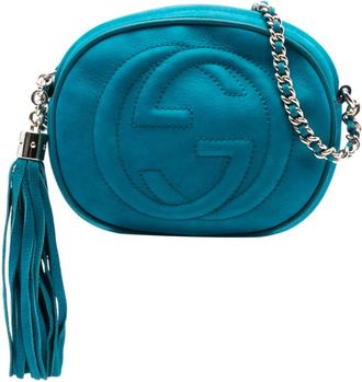 Gucci Hobo Bags - Mini Pebbled Calfskin Soho Chain Crossbody - Gr. unisize - in Blau - f&uuml;r Damen