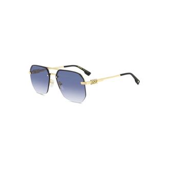Dsquared2 Femme, Accessoires, Jaune, Taille: 60 MM Lunettes de soleil &agrave; monture dor&eacute;e et bleue