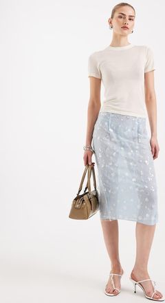 Asos Jupe mi-longue transparente &agrave; ornements - Bleu