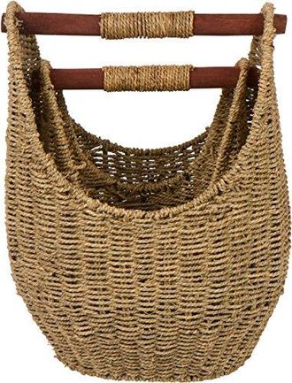 Trademark Innovations Markenzeichen Innovations 39,9 cm & 31,8 cm Seegras Körbe mit Holz Griffe Set of 2 hautfarben